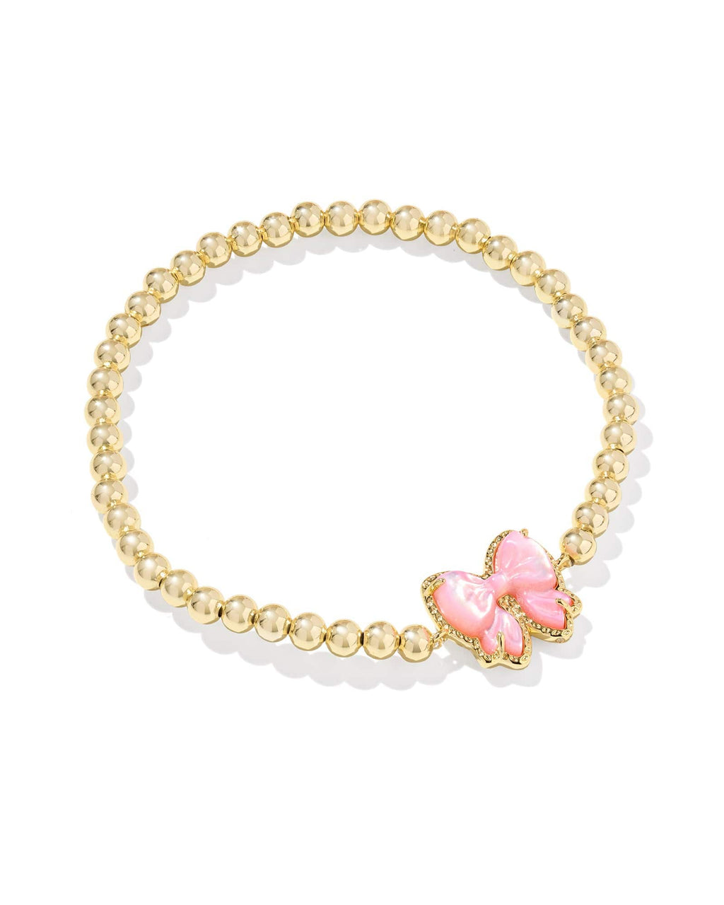 Haley Gold Bow Stretch Bracelet Blush Ivory MOP – Distinctively Hers