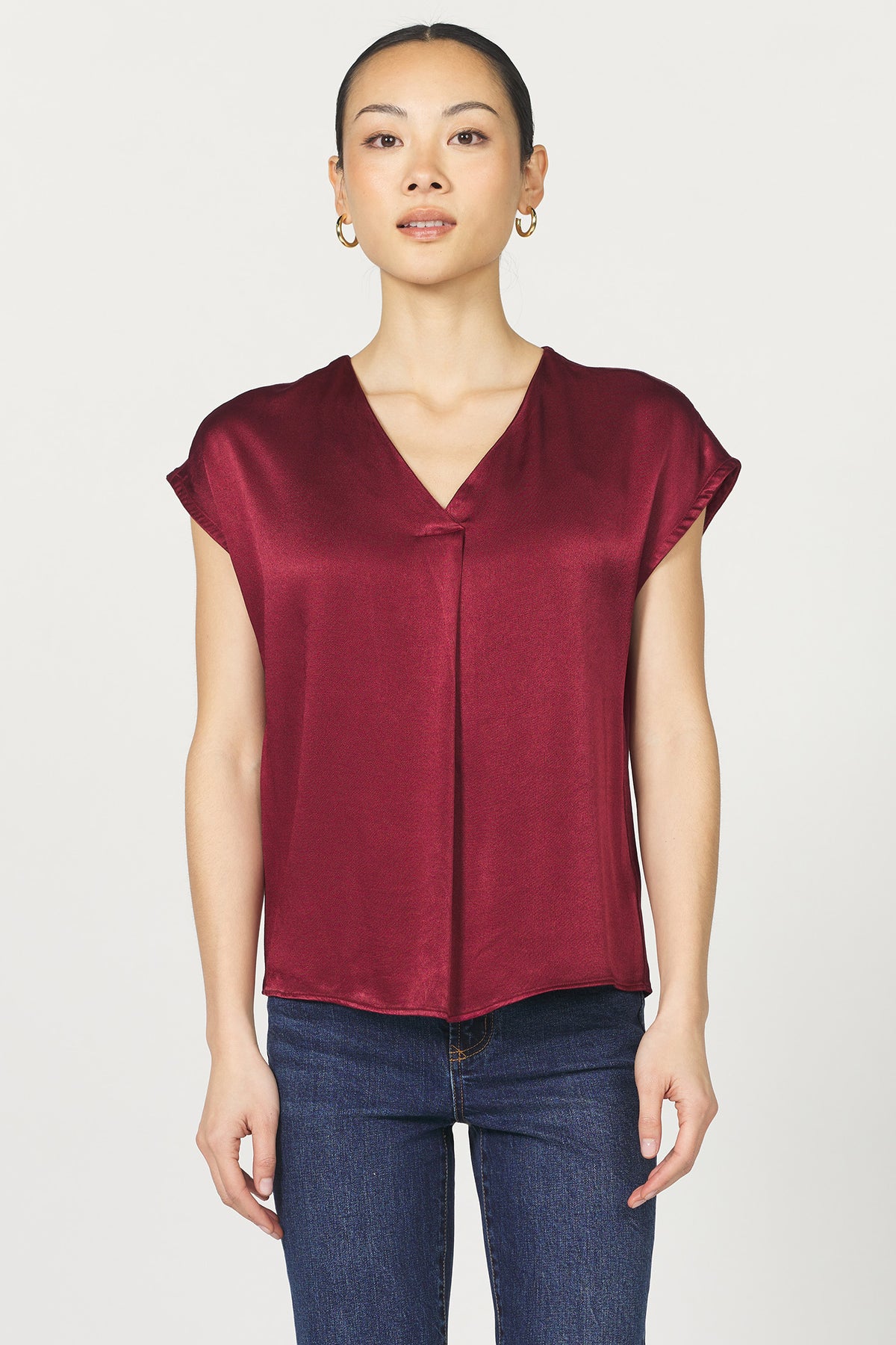 Kristen Short Sleeve Blouse Tibetan Red — Distinctively Hers
